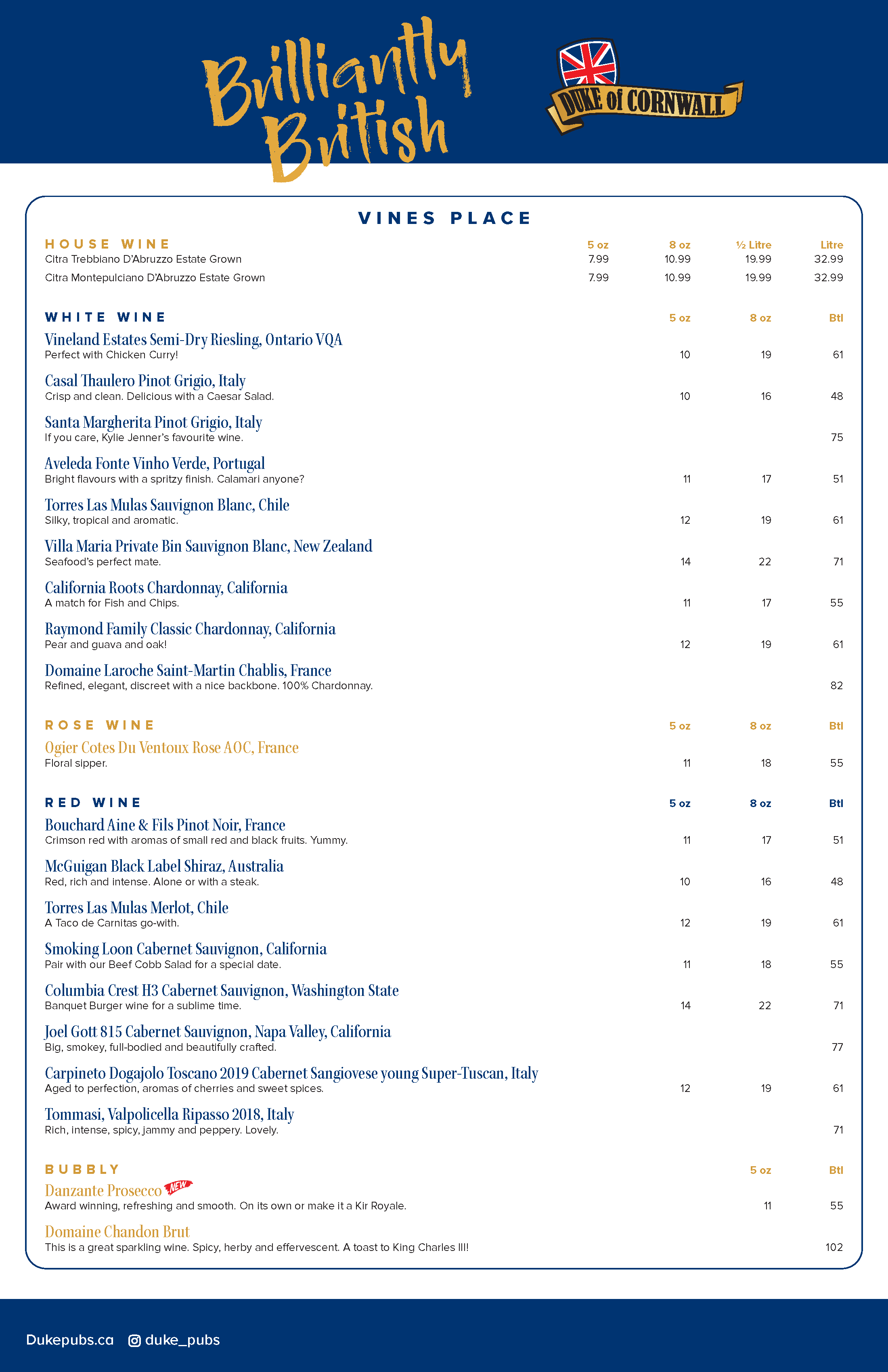 Duke of Cornwall | Restaurants on University Ave.